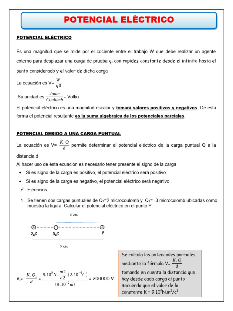 Potencial Eléctrico: Cálculos y Ejercicios | PDF | Geometría triangular | Geometría euclidiana
