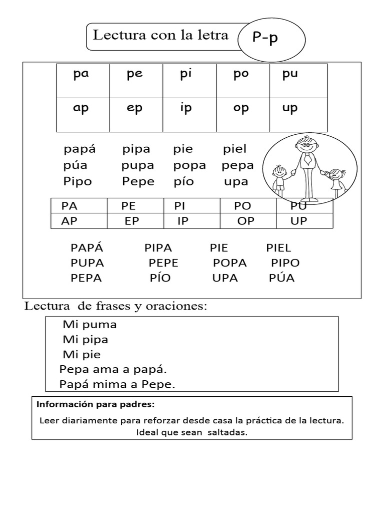 Oraciones y lecturas con la letra P | PDF | Artes del Lenguaje y ...