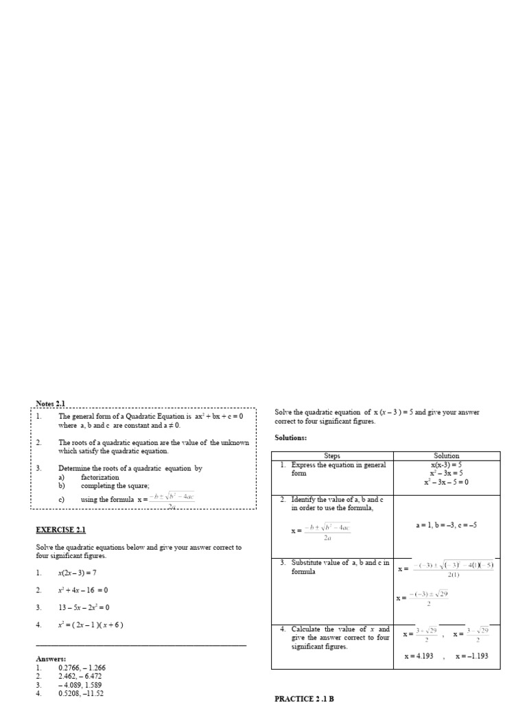 Chapter 2 Quadratic Equations | PDF | Quadratic Equation | Equations