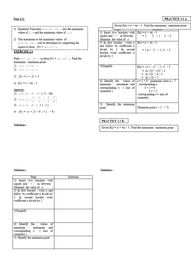 Chapter 3 Quadratic Functions | PDF | Applied Mathematics | Mathematical Objects