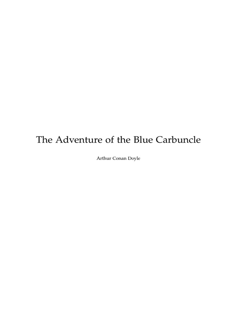 The Adventure of The Blue Carbuncle: Arthur Conan Doyle | PDF ...