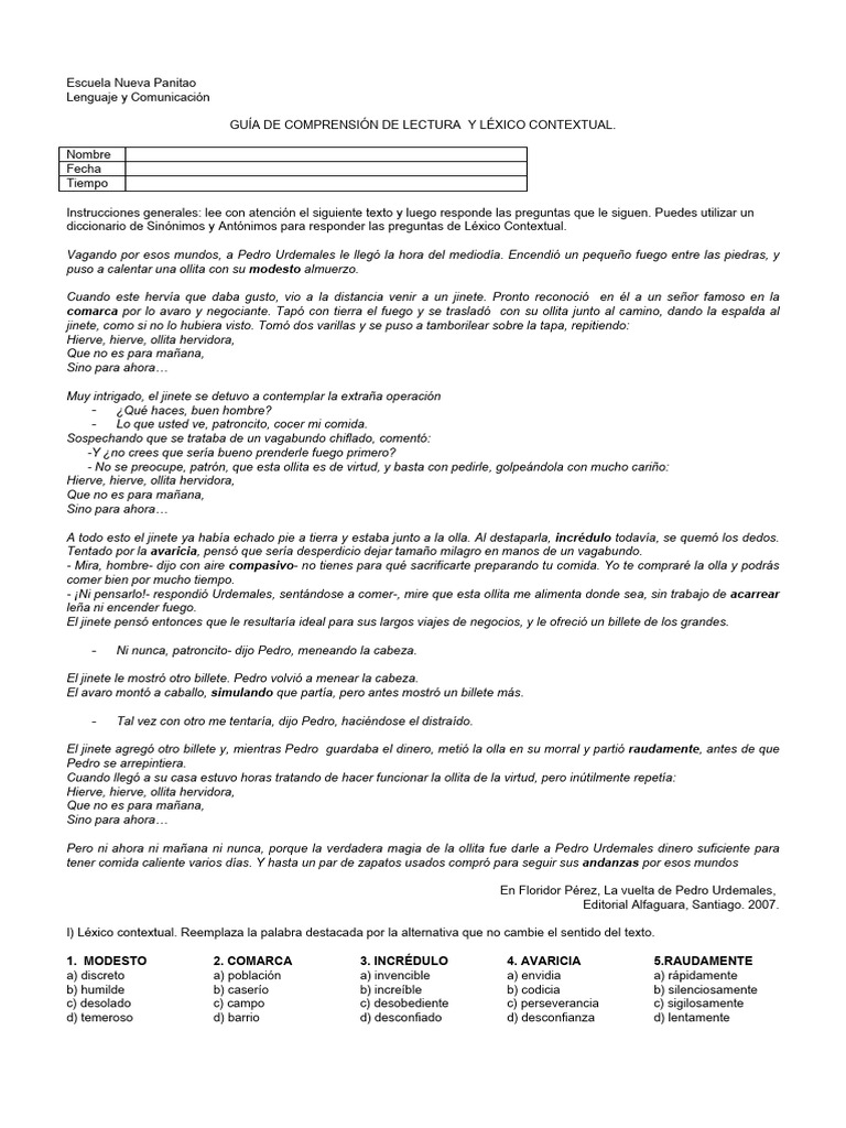 Guia Comp Lect 8° | PDF