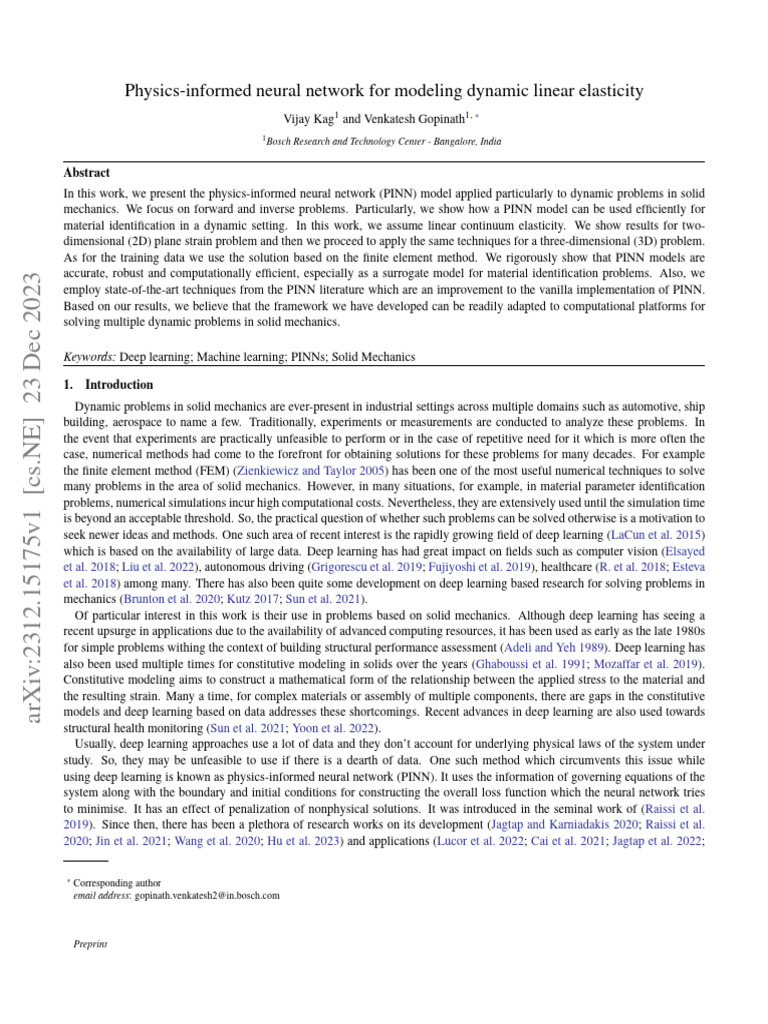 Physics-Informed Neural Network For Modeling Dynamic Linear Elasticity ...