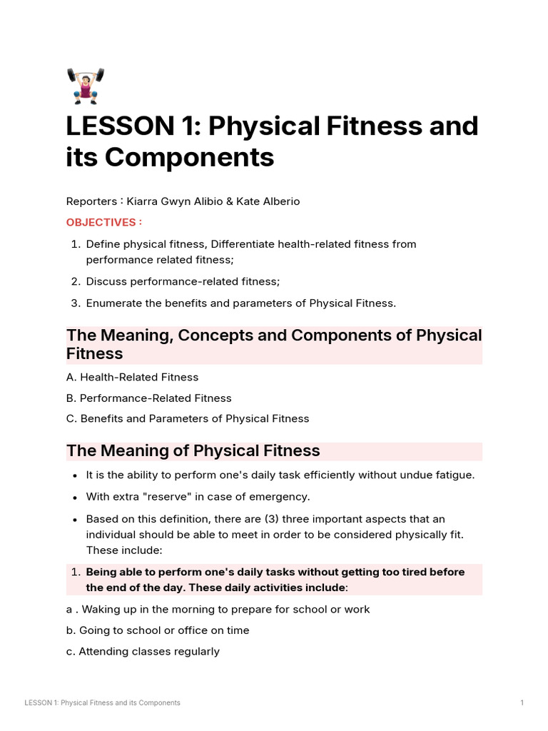Physical Fitness and Its Components | Download Free PDF | Muscle ...