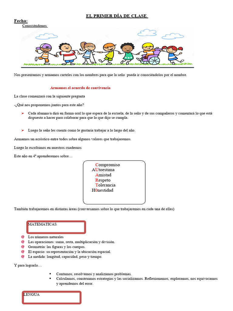 El Primer Día de Clase | PDF