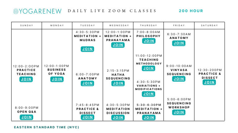 Daily Live Yoga Zoom Classes Schedule | PDF | Hatha Yoga | Hindu Prayer ...