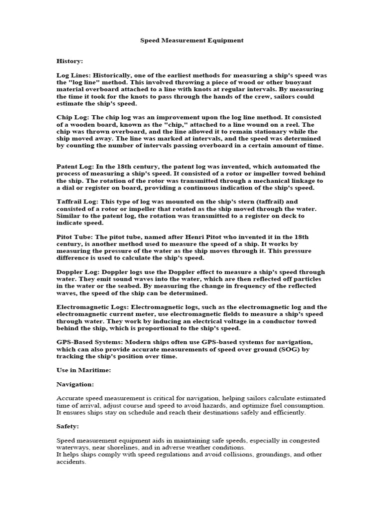 Speed Measurement Equipment | PDF | Ships | Navigation