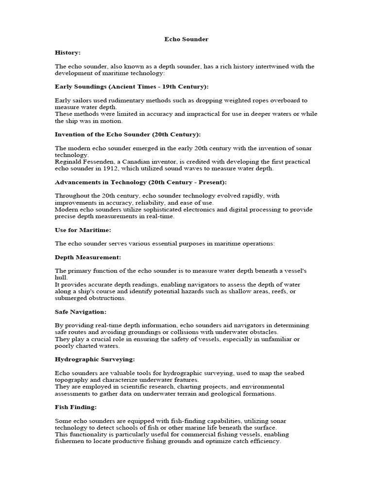 Echo Sounder Function | PDF | Sonar | Earth Sciences