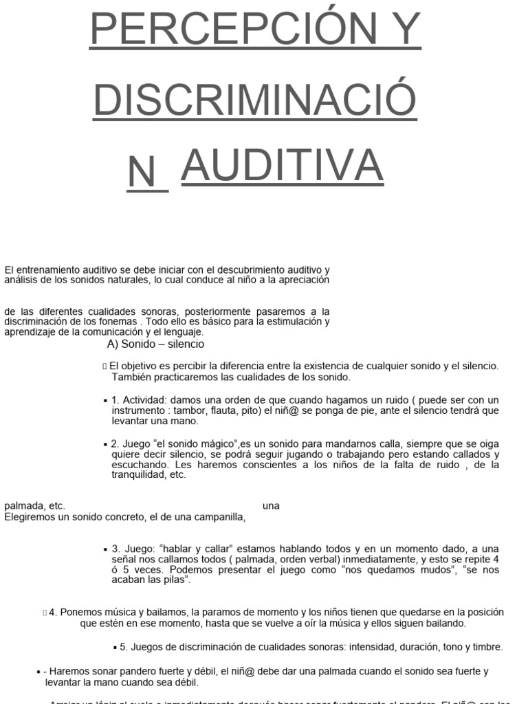Juegos de Discriminación Auditiva | PDF | Sonido | Percepción