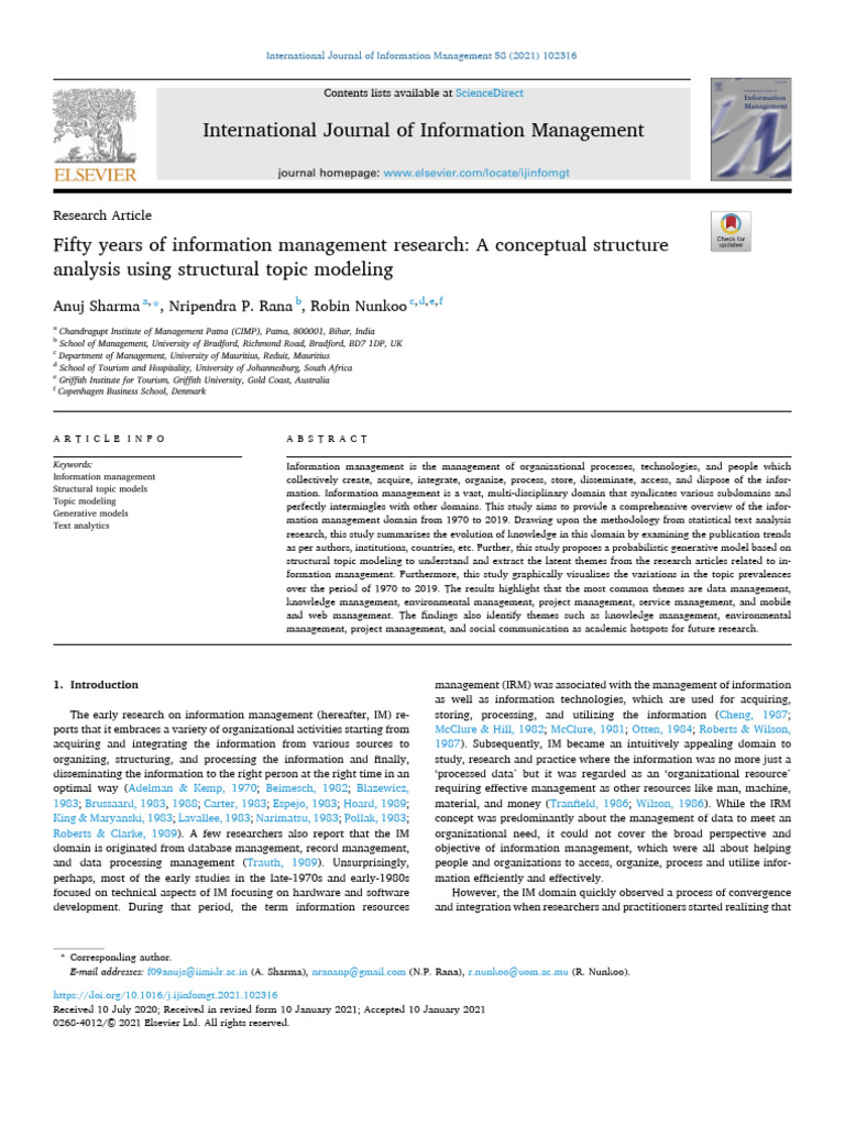 Evolution of Information Management Research | PDF | Information