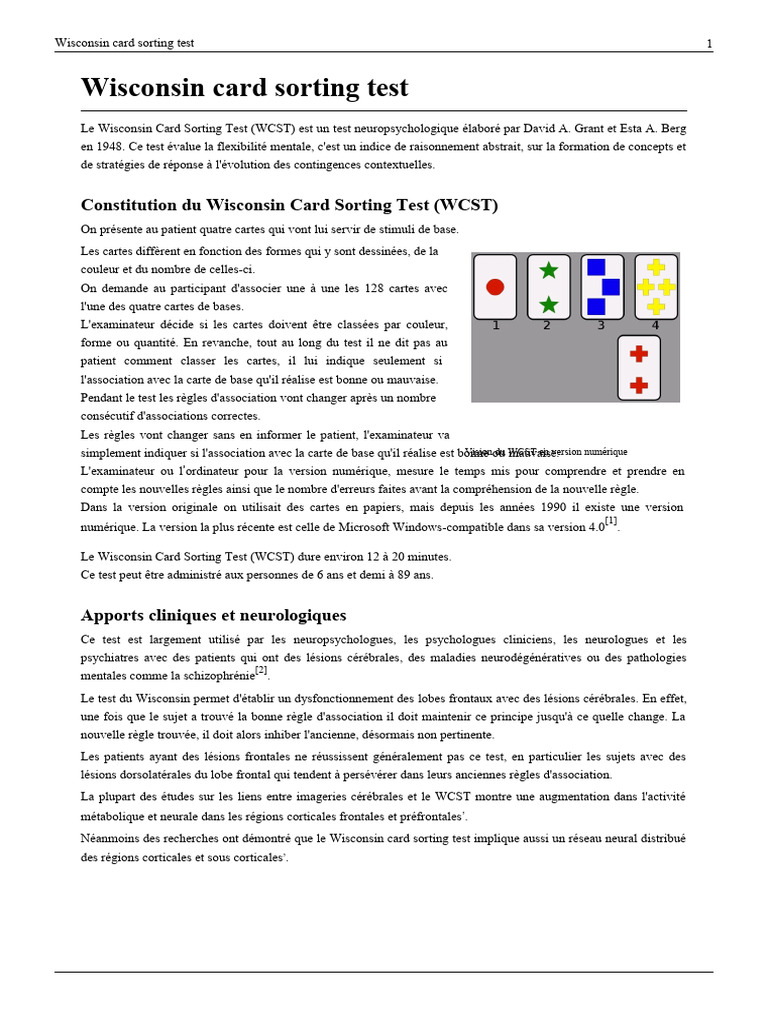 wisconsin-card-sorting-test | PDF | Neurologie | Neuropsychologie