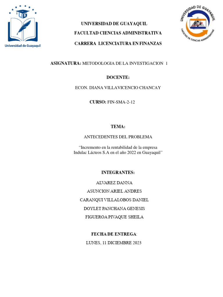 Rentabilidad de Indulac 2022 en Guayaquil | PDF | Estudio de ...