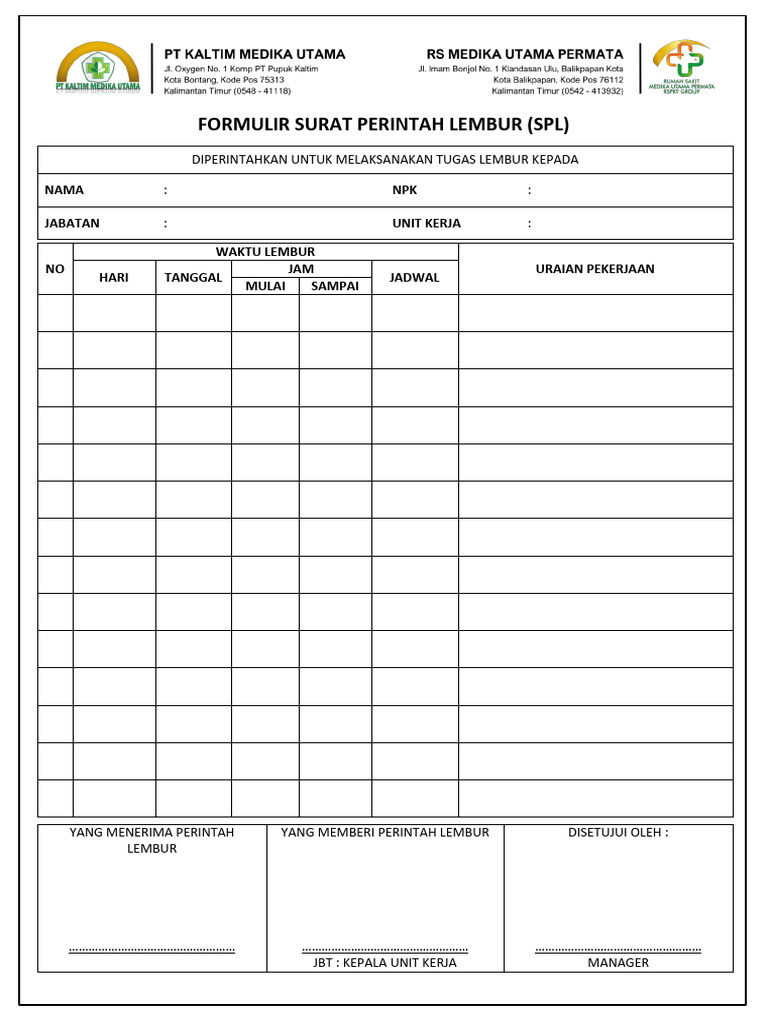 Contoh Surat Perintah Lembur | PDF