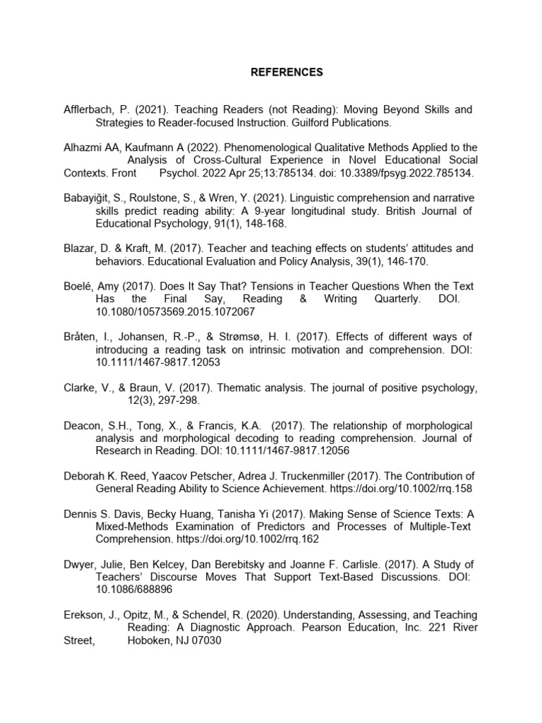 References Sample | Download Free PDF | Reading Comprehension | Phonics