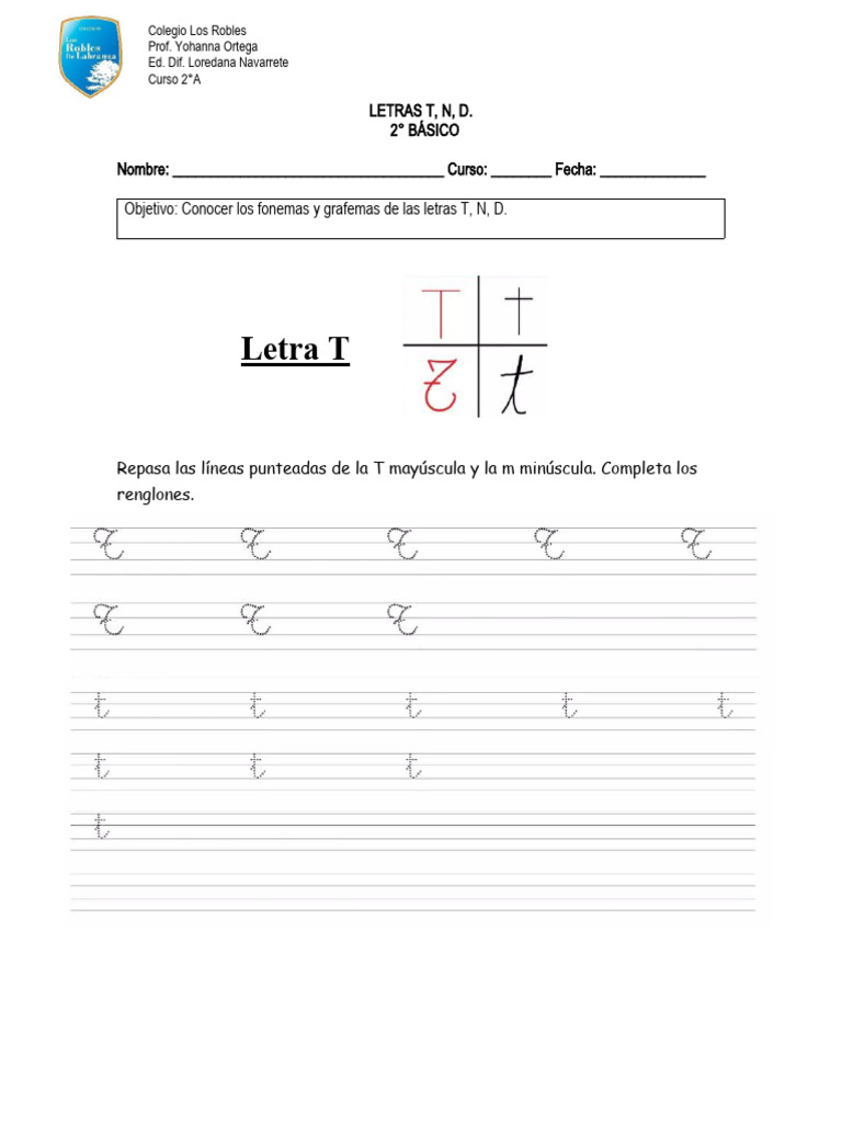 Conociendo las letras T, N y D | PDF | Grafemas | Codificación de ...