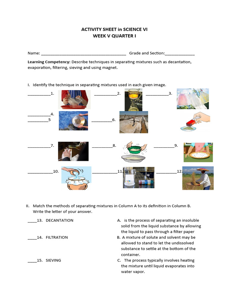 Techniques for Separating Mixtures | PDF | Filtration | Mixture