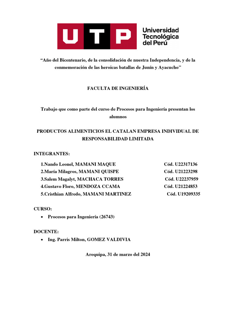 Pro. Ing. - El Catalan | PDF | Calidad (comercial) | Business