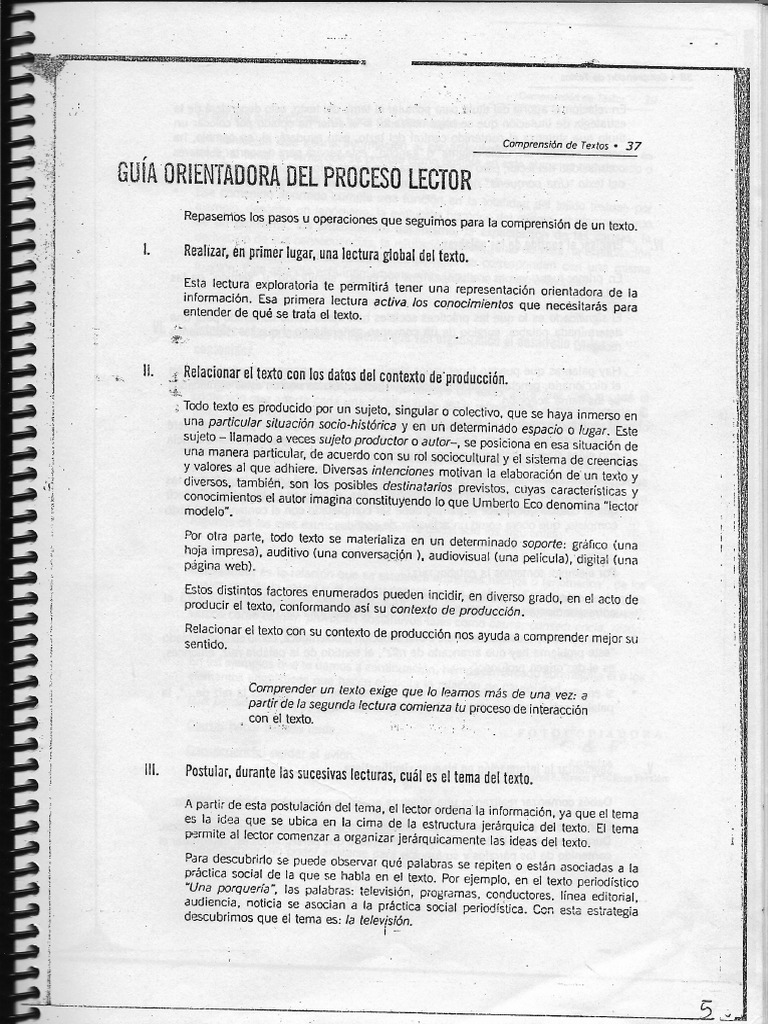 Guía Orientadora Del Proceso Lector | PDF