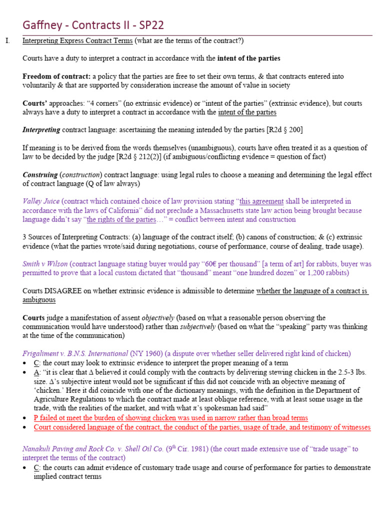 Contracts II Outline | PDF | Parol Evidence Rule | Estoppel