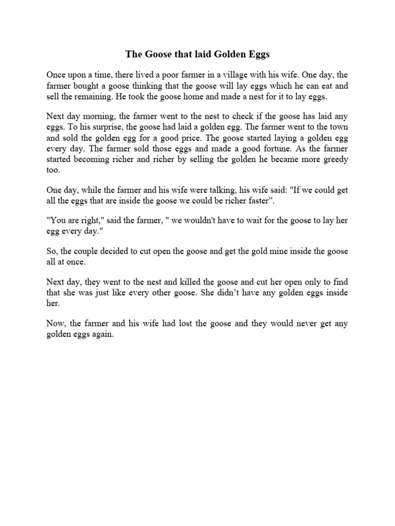 The Goose That Laid Golden Eggs | PDF