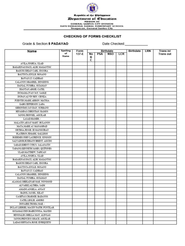 Checklist of Forms With Summary | PDF