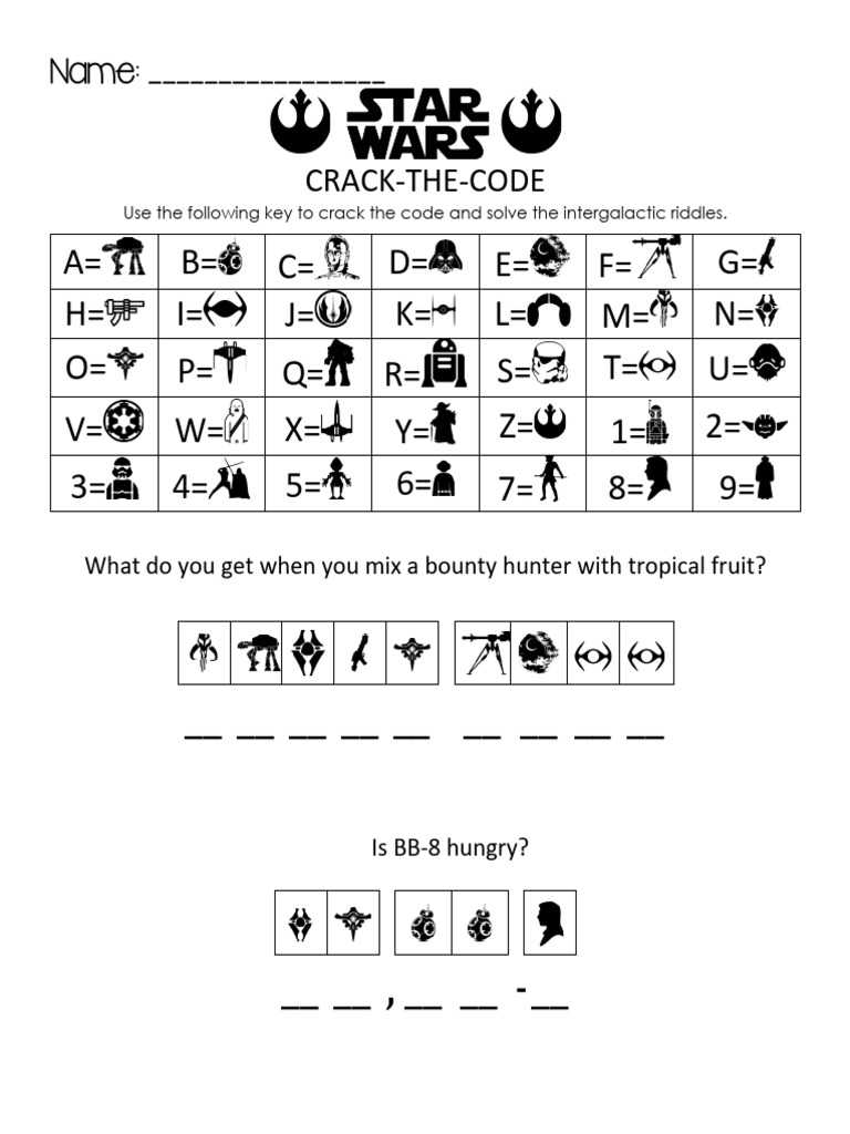 Intergalactic Riddles Code Cracker | PDF | Luke Skywalker | Works Based ...