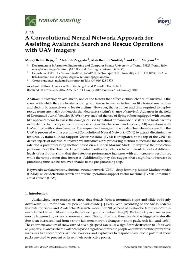 A Convolutional Neural Network Approach For Assisting Avalanche Search and Rescue Operations ...