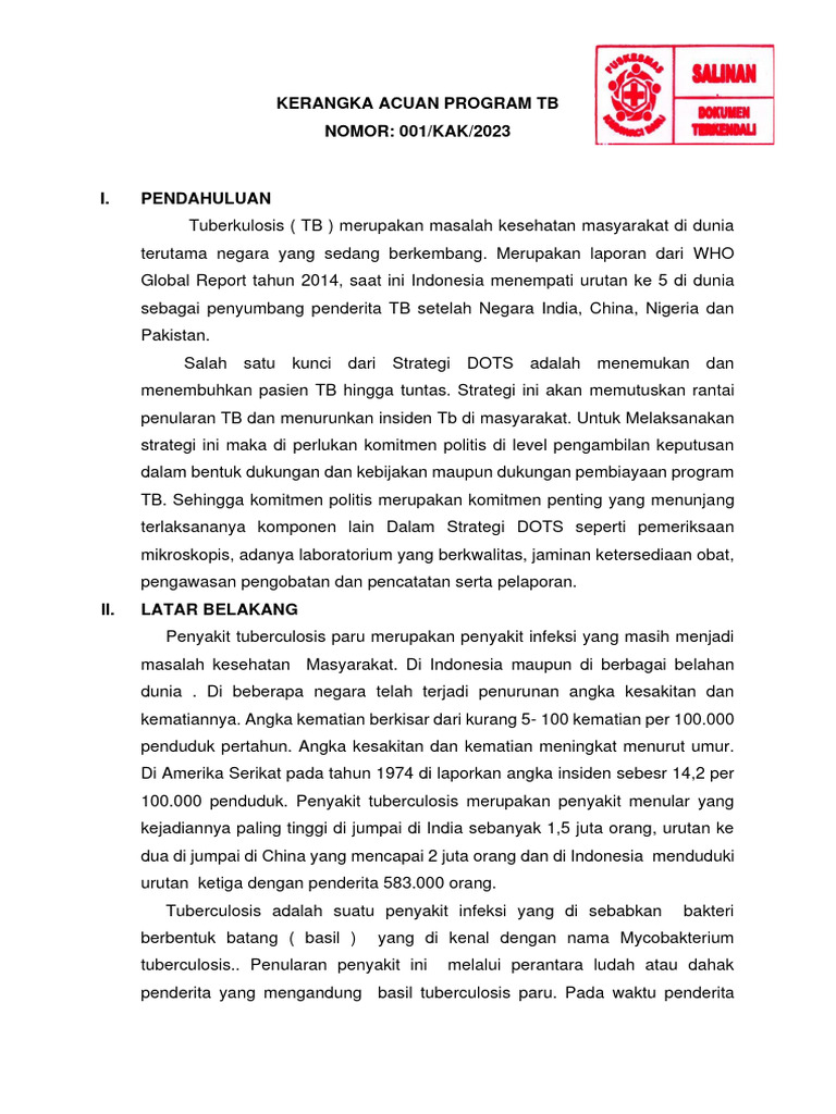 001.kak.2023. Kak Program TB | PDF | Pengembangan Diri | Kesehatan Holistik