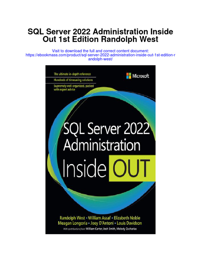 SQL Server 2022 Administration Inside Out 1St Edition Randolph West All Chapter | PDF ...