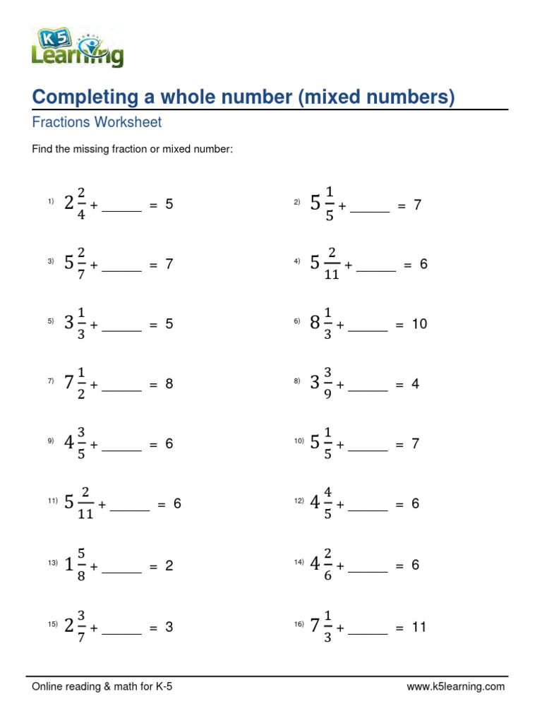 K-5 Fractions Practice | PDF | Lexicology | Mathematical Objects