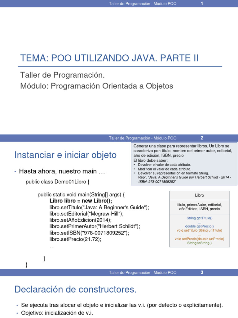 Clase 3 Parte 2 - POO en Java - SS | PDF | Constructor (Programación Orientada a Objetos ...
