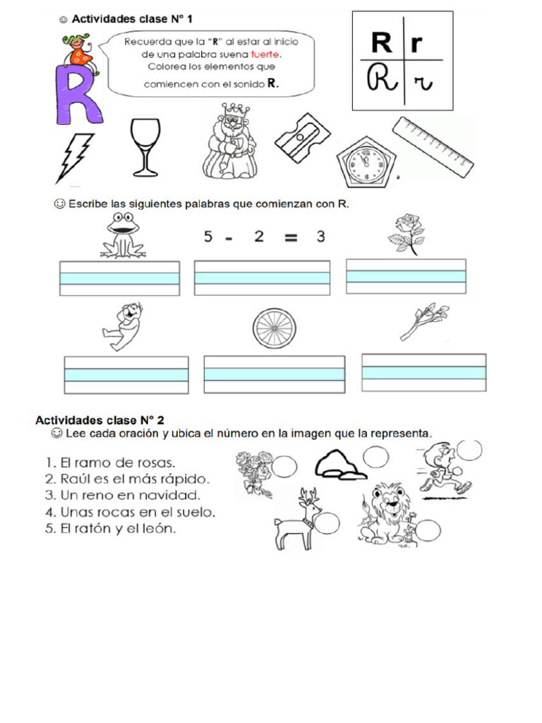 Guia de Actividades Letra R - RR | PDF | Artes del Lenguaje y ...