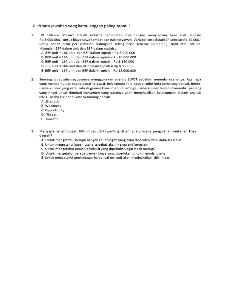 Kisi Kisi Pkwu | PDF