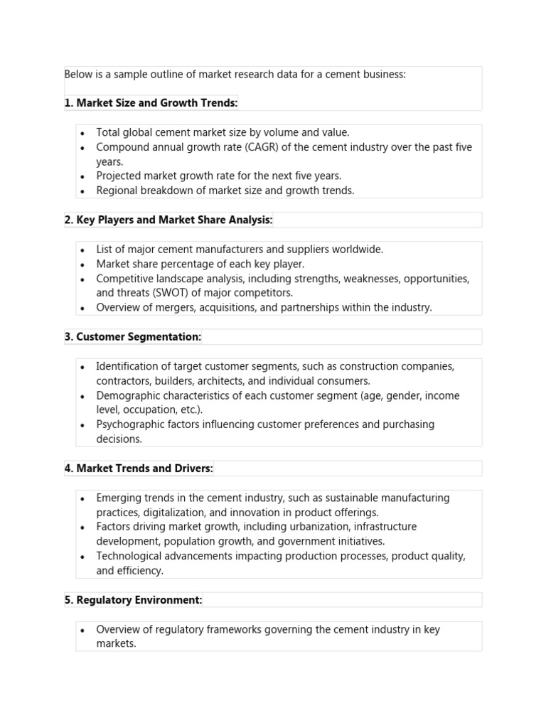 Sample Outline of Market Research Data | PDF | Marketing Research ...