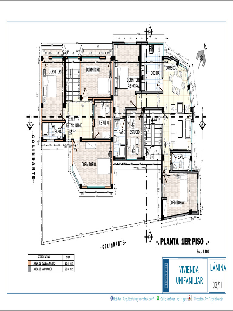 Planta 1er Piso .-: L Mina I Ienda Uni Amiliar | PDF