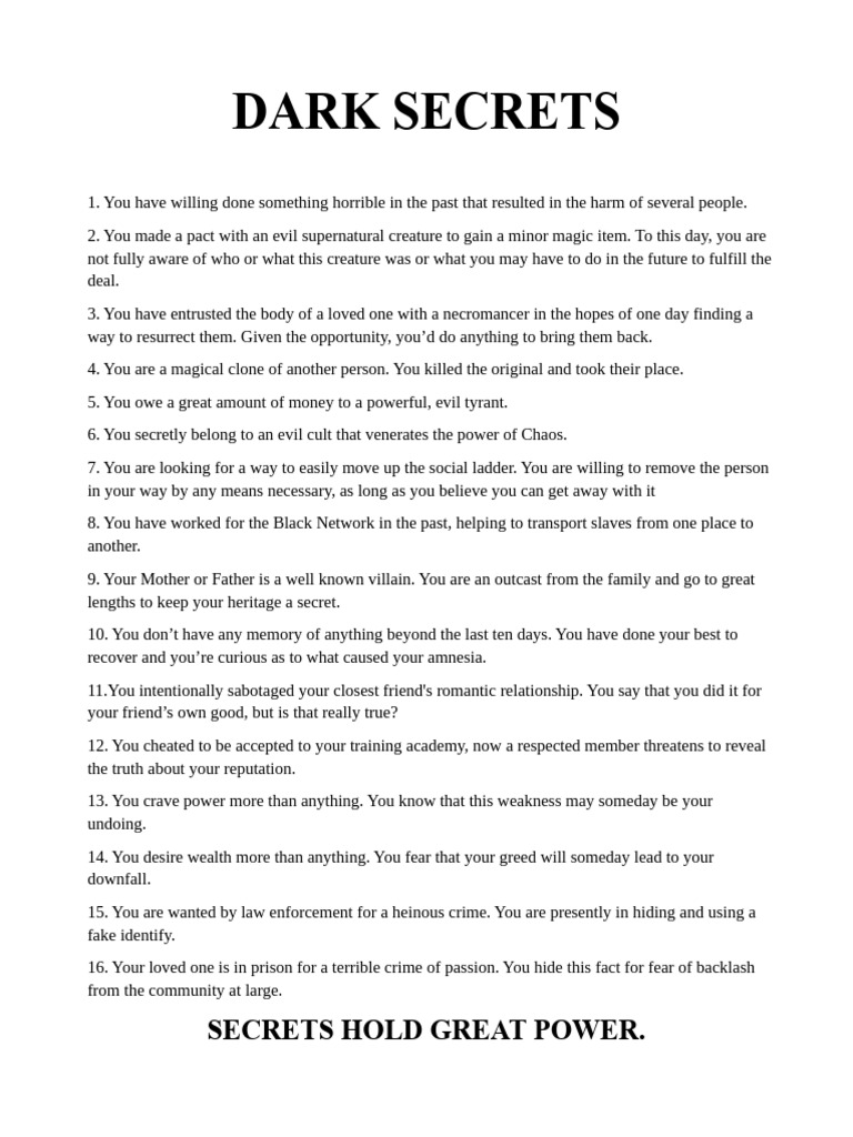 Dungeons & Dragons Dark Secrets | PDF | Wellness | Mystery, Thriller ...