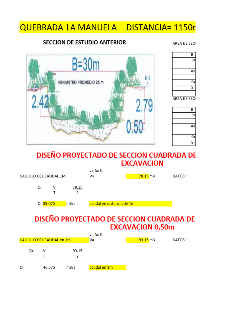 Calculos y Secciones de Quebradas | PDF