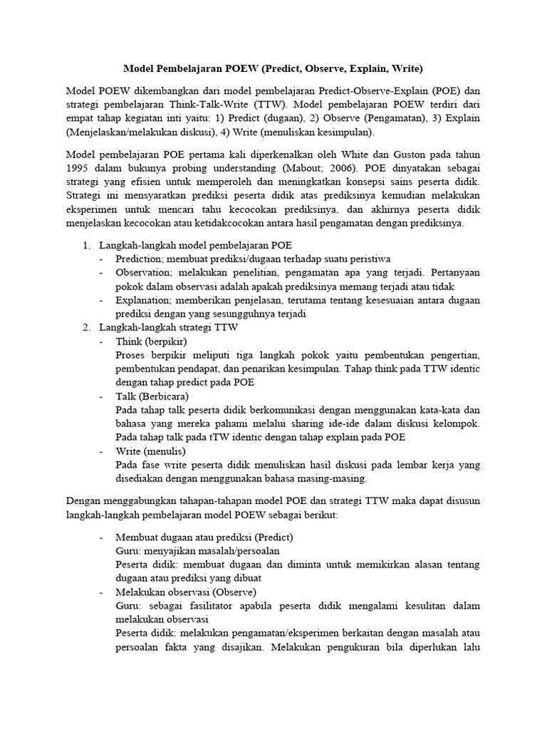 Model Pembelajaran POEW | PDF