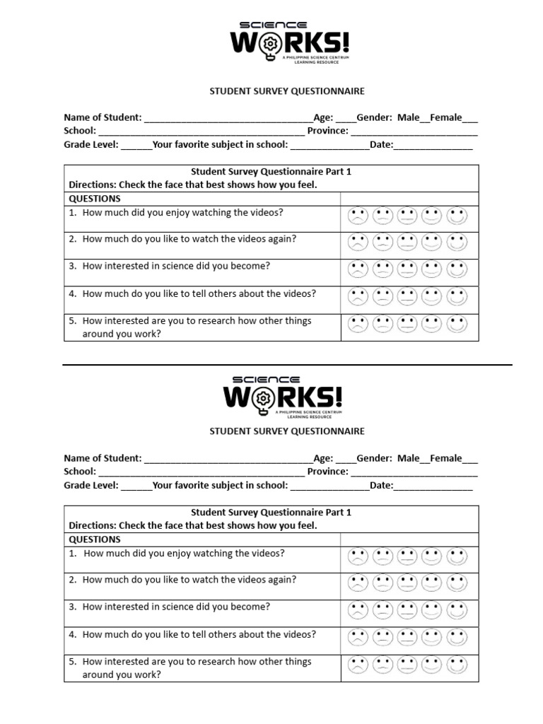 GIDA 3 - Student Survey Questionnaire | PDF