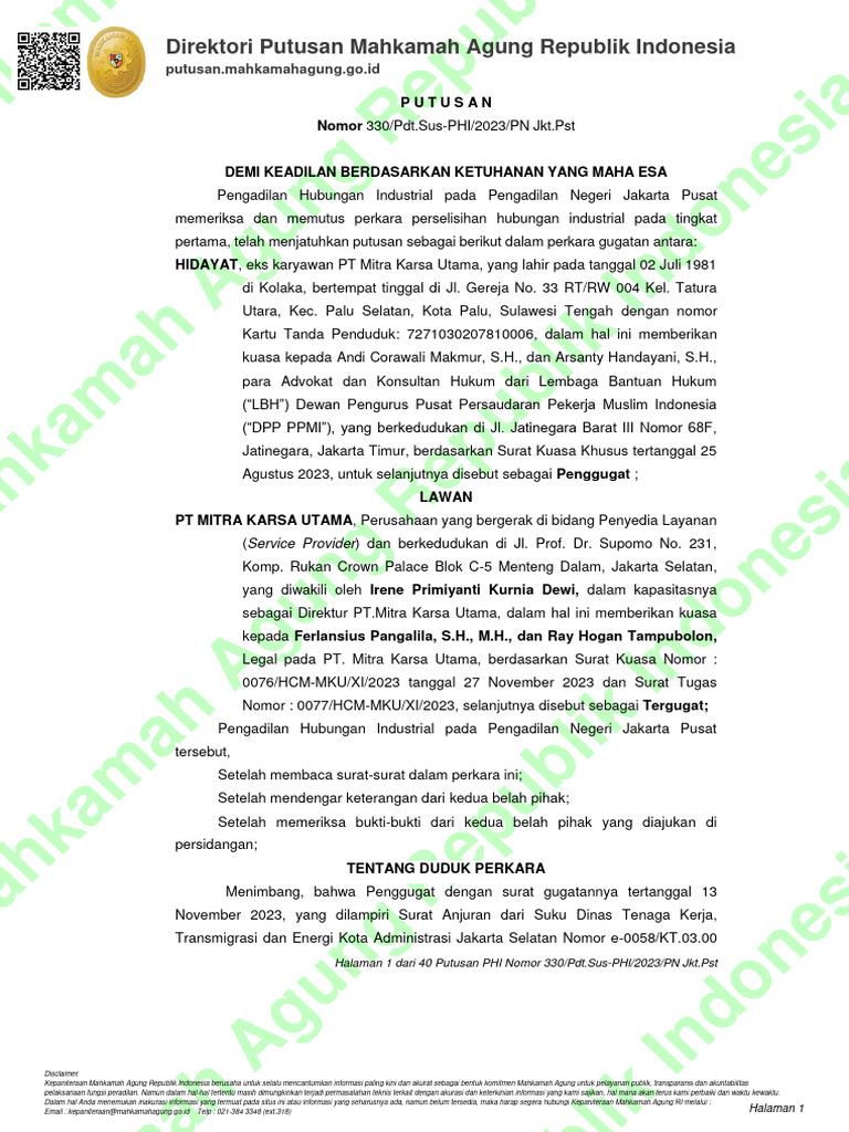 Putusan 330 PDT - Sus-Phi 2023 PN JKT - PST 20240420130104 | PDF