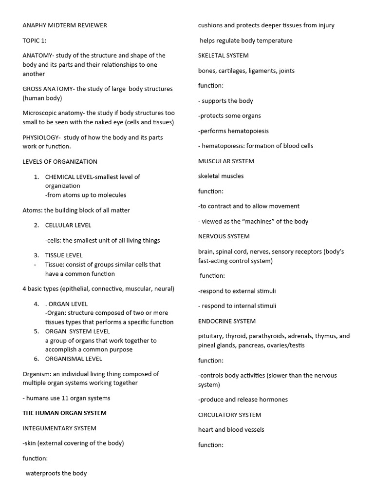 Anaphy Midterm | PDF | Human Body | Anatomical Terms Of Location