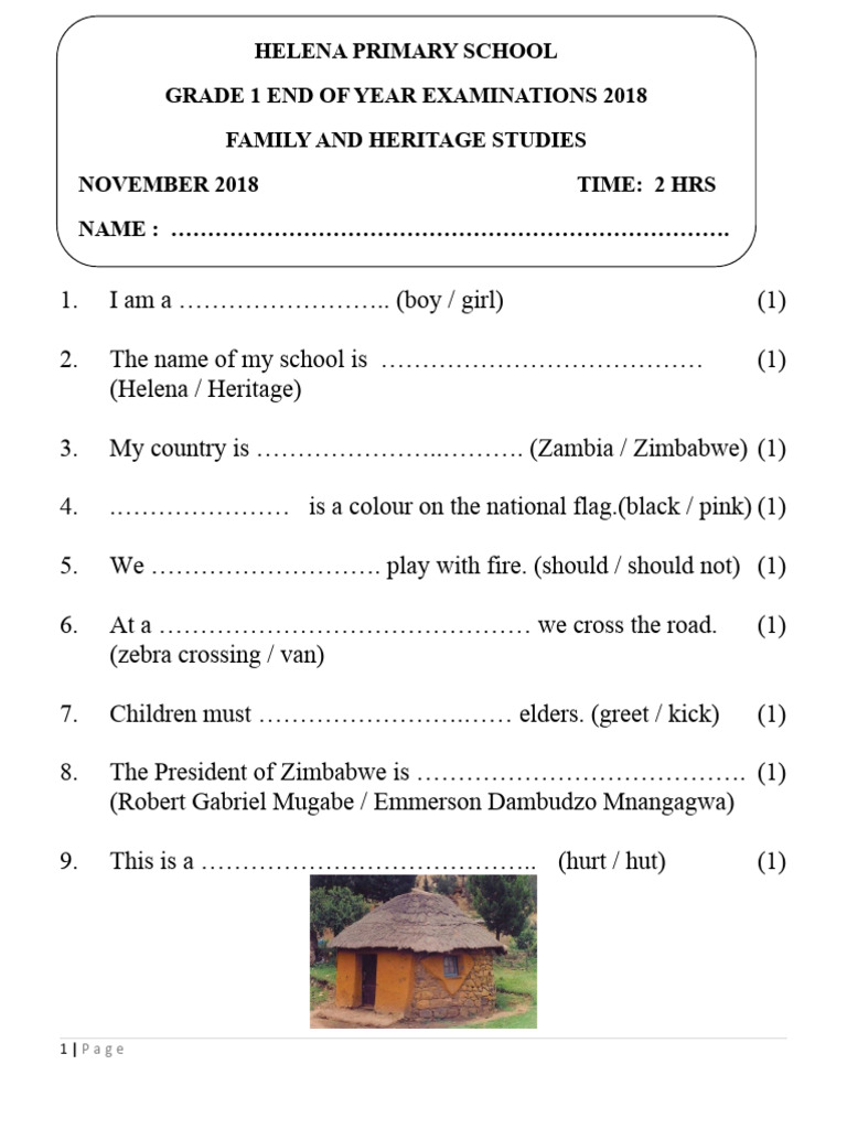 Grade 1 Family and Heritage Studies | PDF