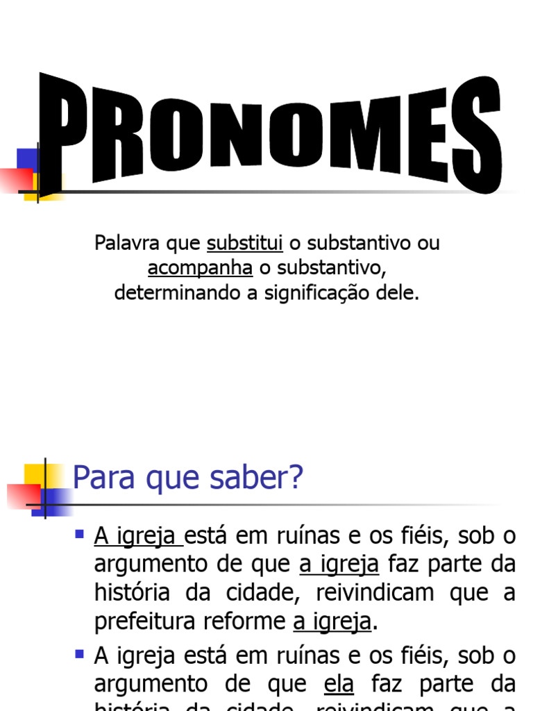 Pronomes Pessoais: Funções e Exemplos | PDF | Pronome | Gramática