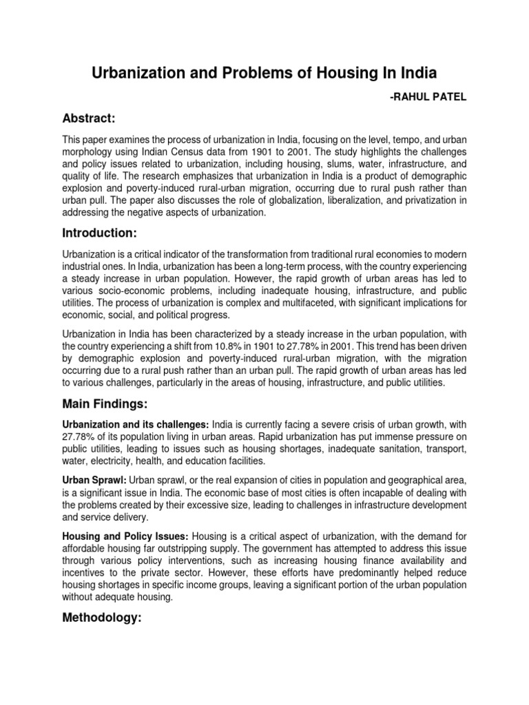 Urbanization Challenges and Housing in India | PDF | Urbanization ...