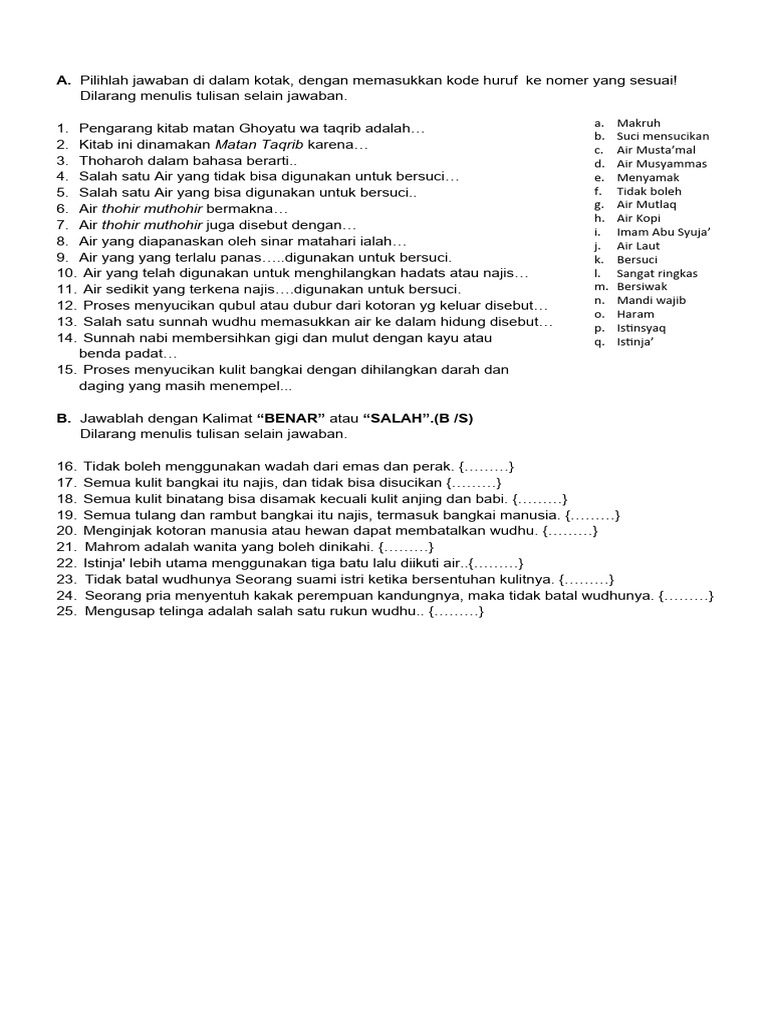 Soal Fiqih Kelas 2 Thn 2023 Pdf