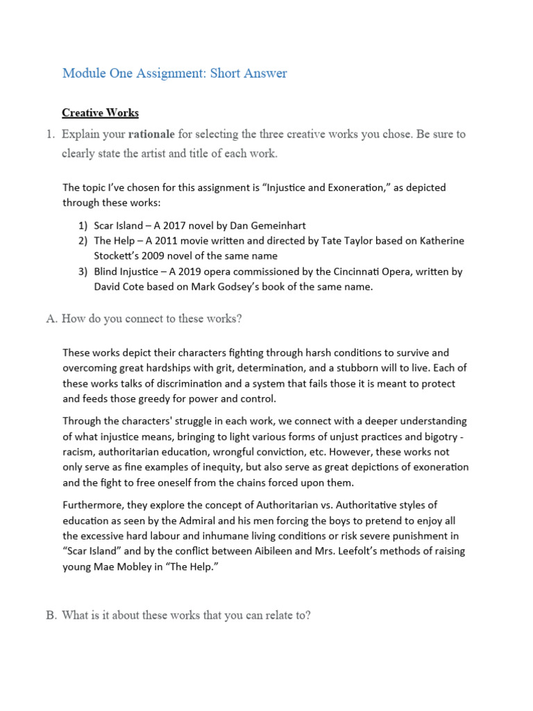 HUM-102 Module One Assignment | PDF | Social Psychology