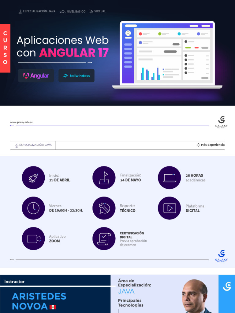 Temario - Aplicaciones Web Con Angular 17 | PDF | Java (lenguaje de programación) | .NET Framework