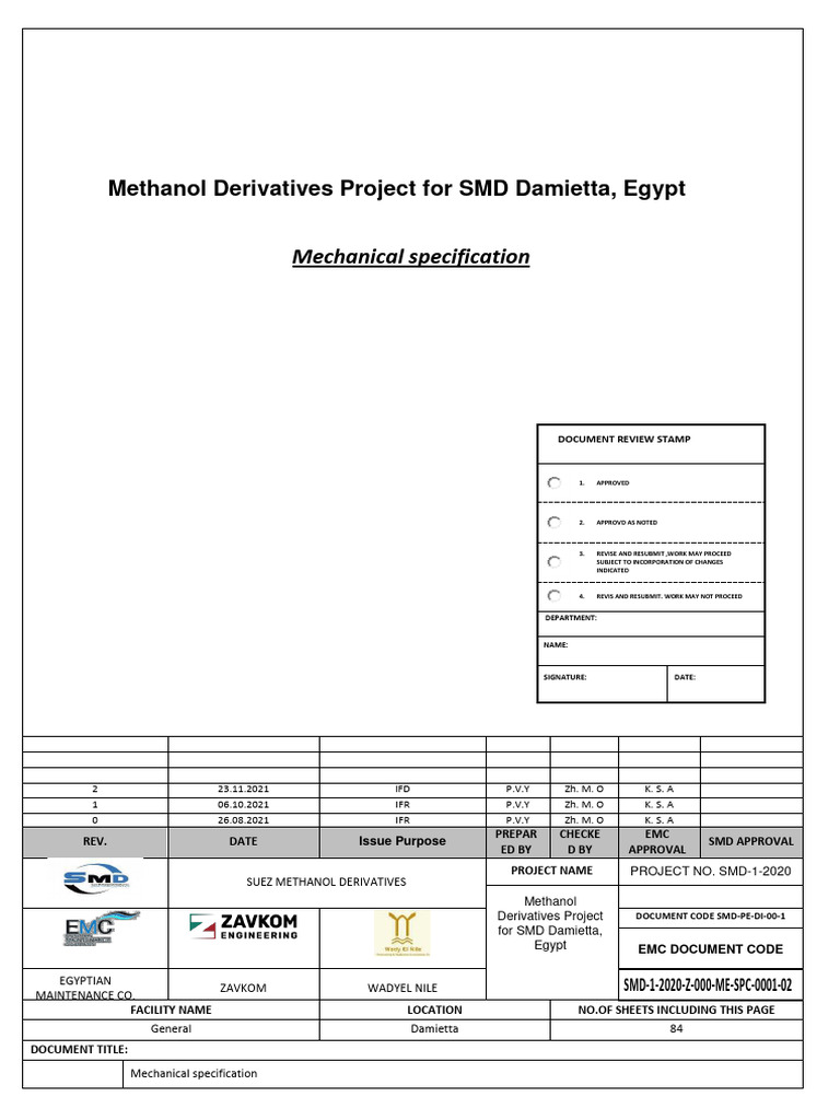 SMD 1 2020 Z 000 ME SPC 0001 02 Mechanical Specification | PDF | Pipe ...
