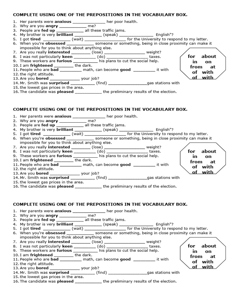 Adjective Plus Preposition | PDF