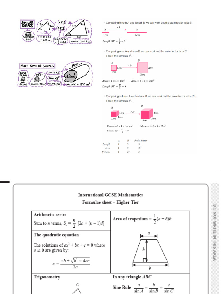 笔记+练习 2019 2022 EDEXCEL similarity | PDF | Area | Sphere